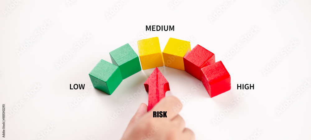 Risk management concept. Risk assessment level indicator rating with ...