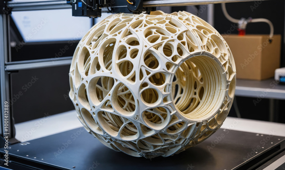 Stock-Illustration „A 3D printed sphere, finished and resting on the ...