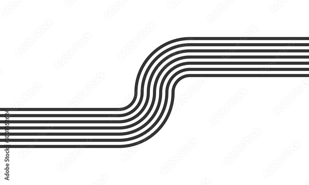 curved parallel lines, meditation zen garden top view or life balance ...