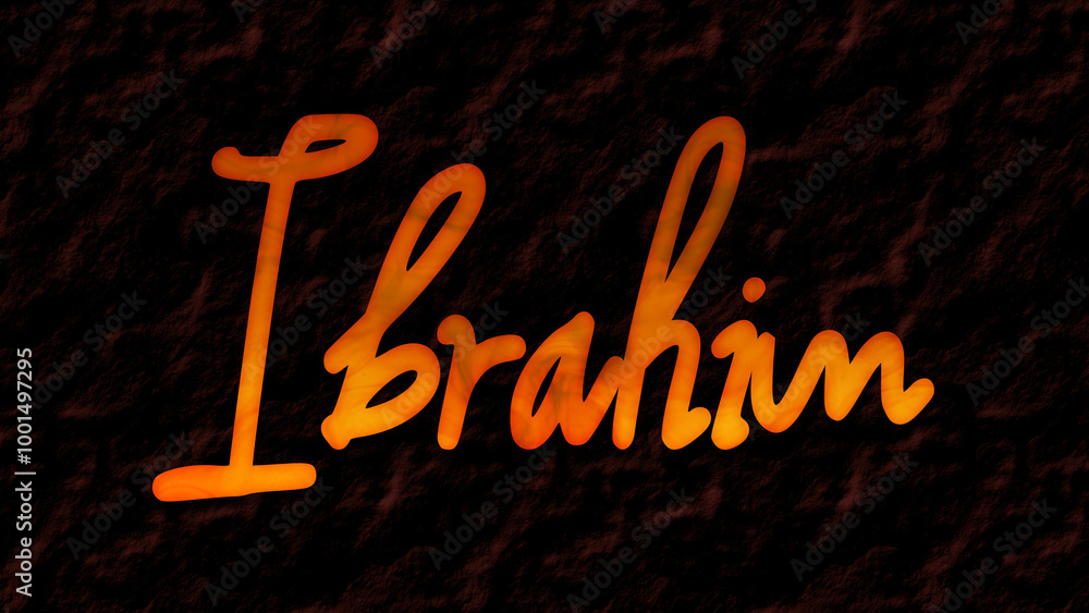 #D fire text effect of Arabic name Ibrahim on dark background. Stock ...