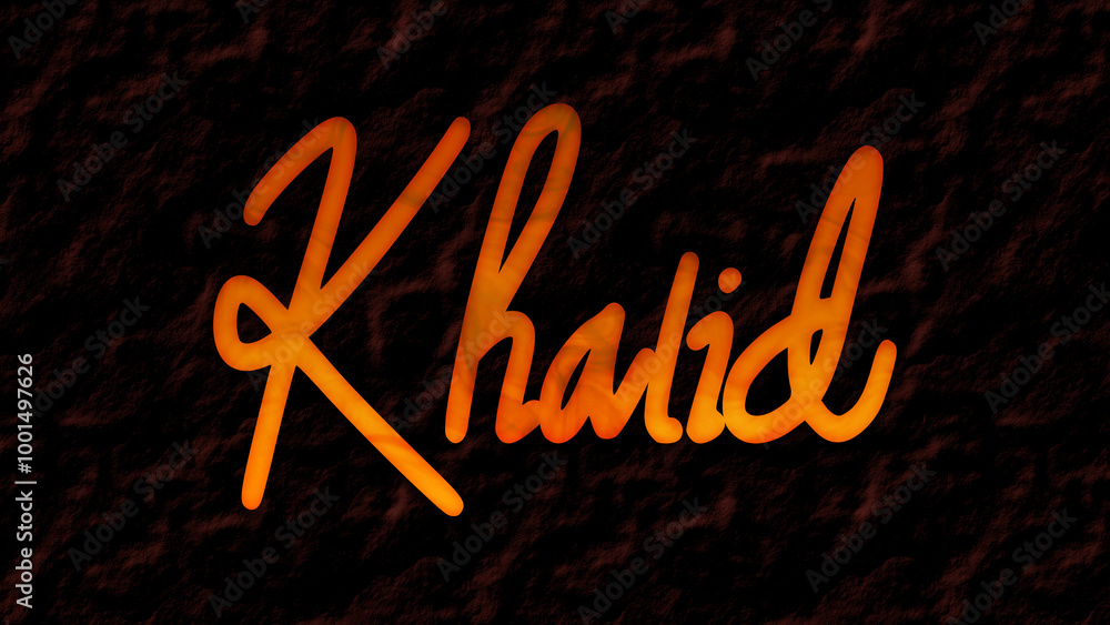 #D fire text effect of Arabic name Khalid on dark background. Stock ...