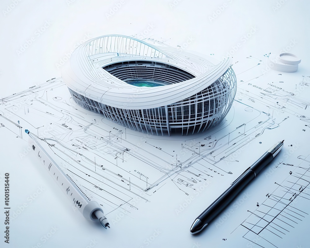 Structural analysis of a futuristic sports stadium, Engineering Drawing ...
