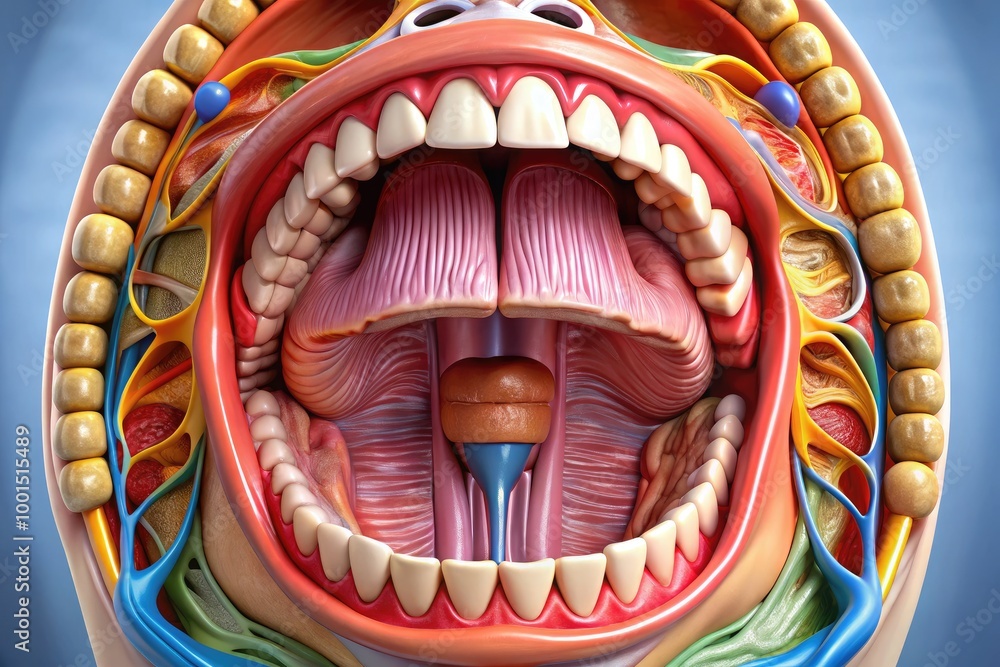 Detailed Mouth Anatomy Diagram Illustrating Structure and Function of ...