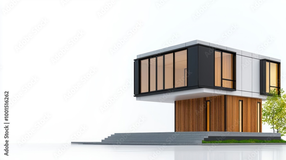 CAD rendering of a modular building system, showing construction ...