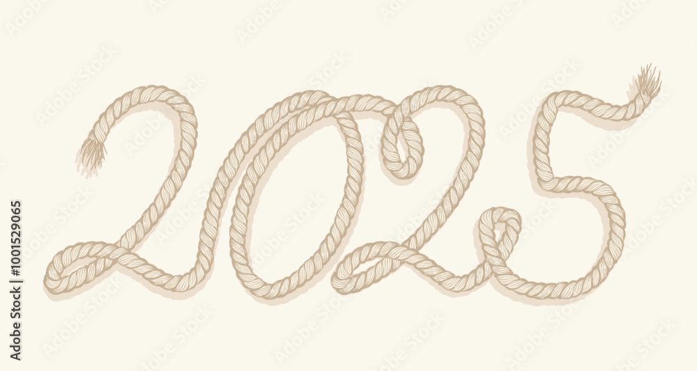 Vector vintage typography poster 2025. Typography 2025 made of rope ...