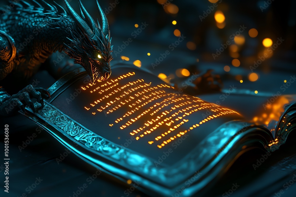 Stock-Illustration Mythical creatures coding, shown as dragons and ...