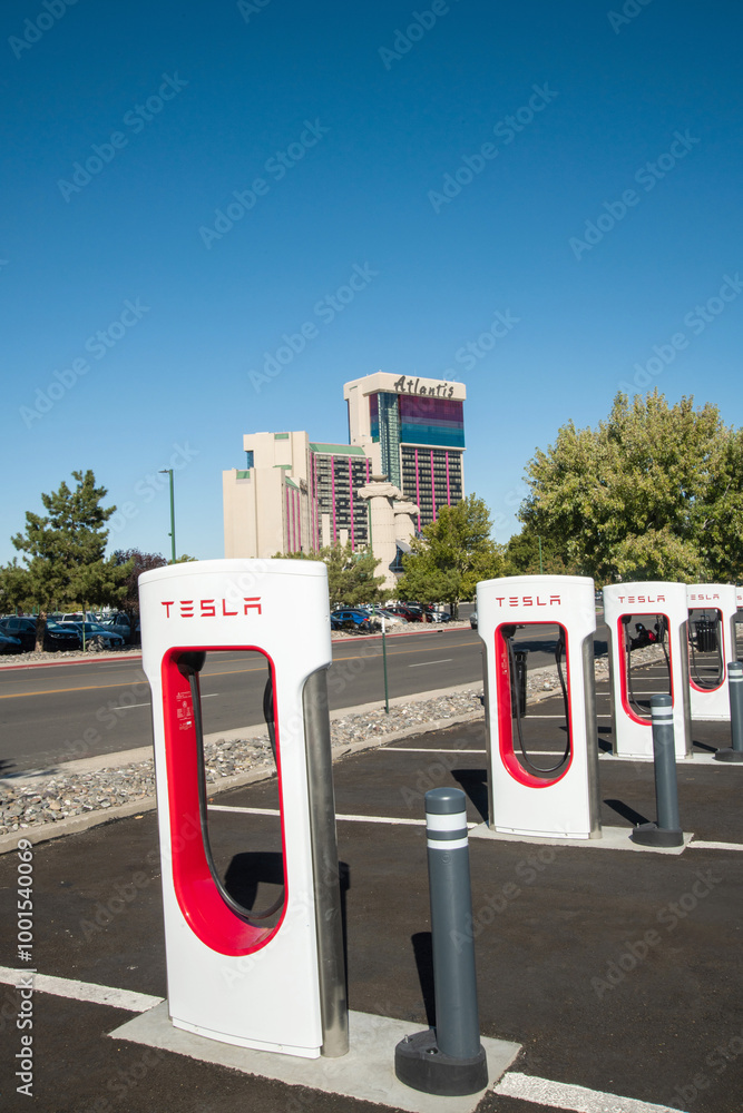 Reno NV City, September 20, 2024: Fast charging station for Tesla ...