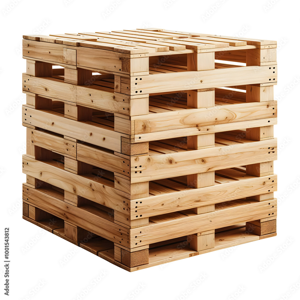 realistic Wooden pallet stack side view isolated on transparent ...