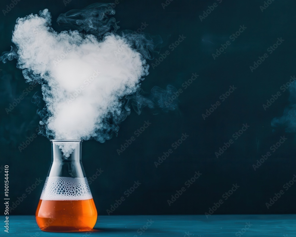 Bubbly chemical reaction with effervescence in a beaker, gas evolution ...