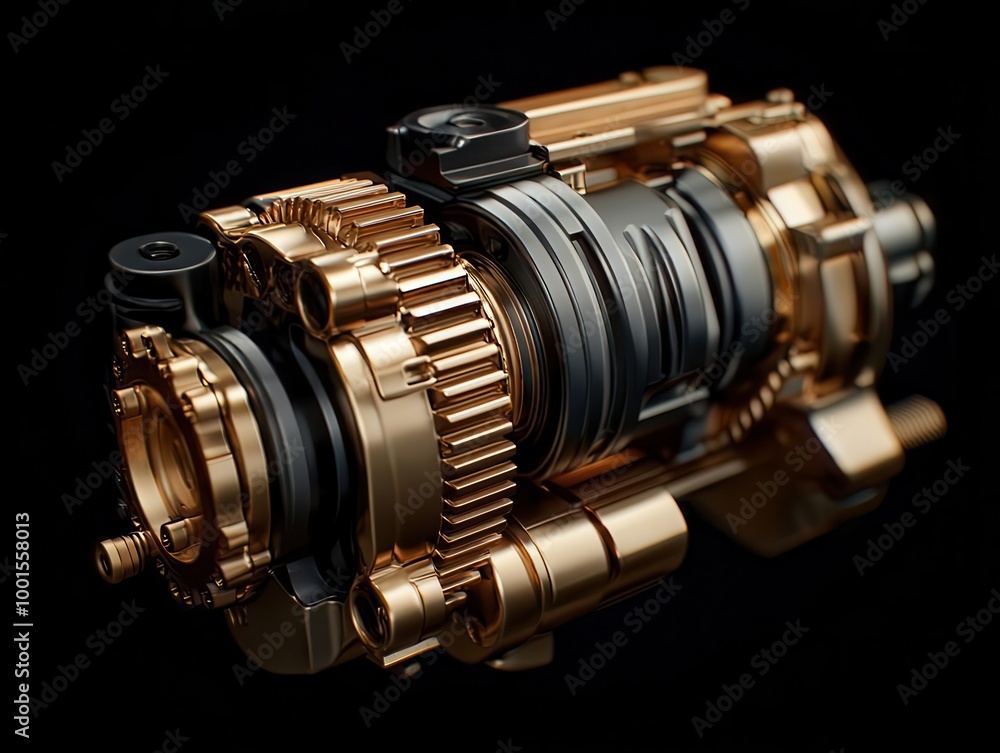 Exploded view of a compound gear train, torque and speed reduction ...
