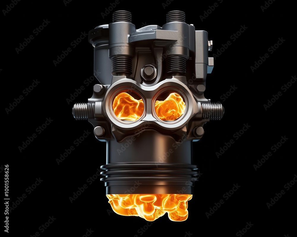 Exploded view of a piston engine, mechanical efficiency and heat ...