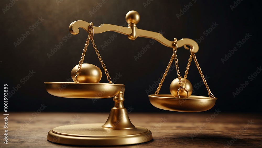Golden scale balancing heavy weights, illustrating value proposition and competitive advantage ...