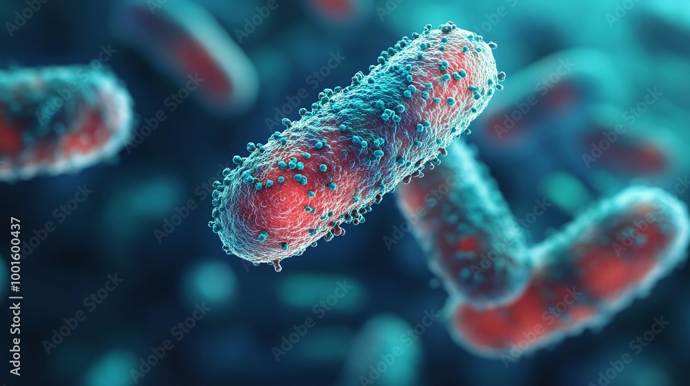 human stomach under a microscope showing probiotics bacteria such as ...