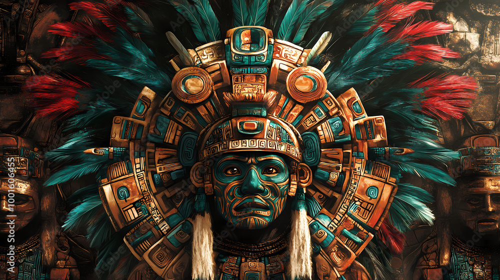 Ilustración de Stock Ancient azteca civilization with iconic symbols ...