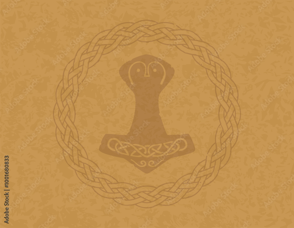 Medieval Parchment Background - Celtic Ring Pattern and Viking Thor ...