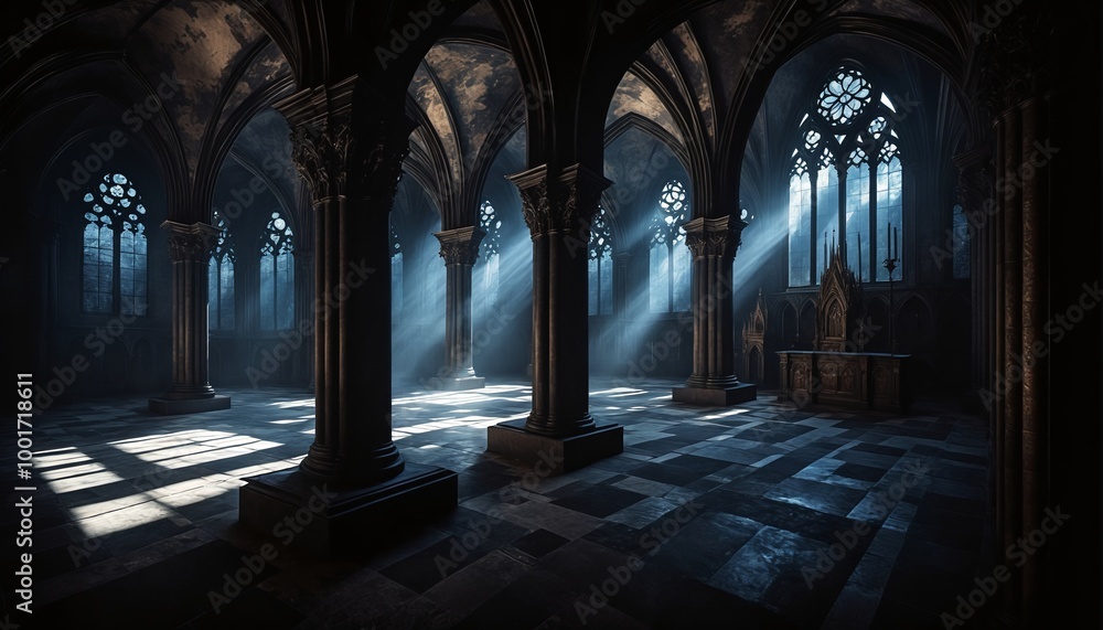 medieval gothic cathedral mural Dark gothic mural church with intricate ...