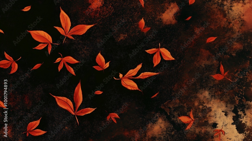 VHS screengrab of the leaves in the wind with a dark brown and orange ...