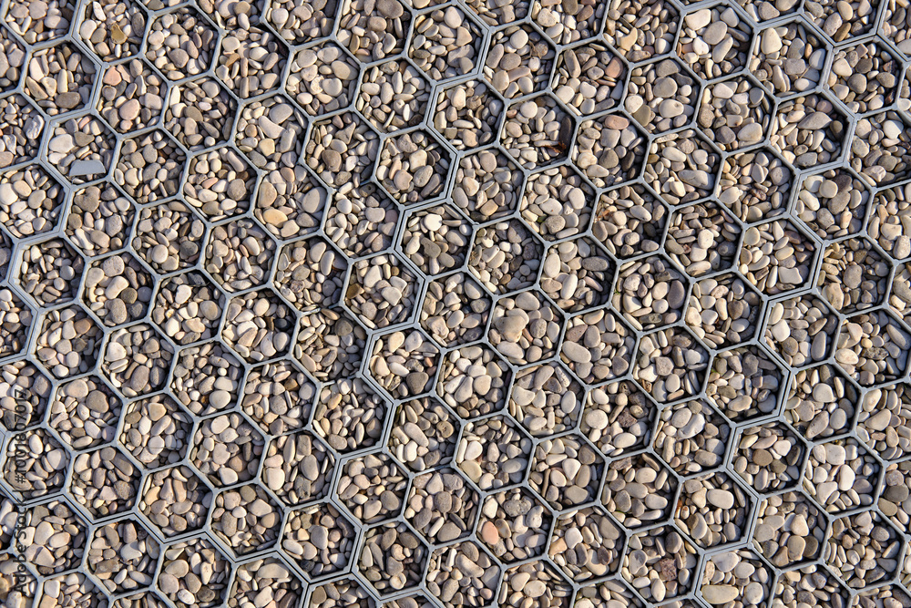 Pavement made of cells with pebbles, texture Stock Photo | Adobe Stock
