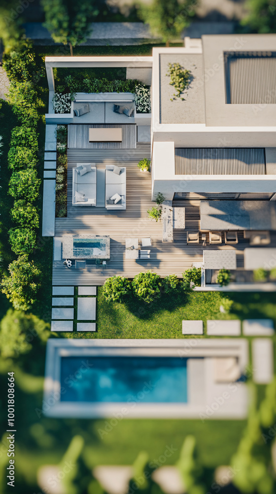 Top-Down Architectural Floor Plan of a Luxury Suburban Home Featuring ...