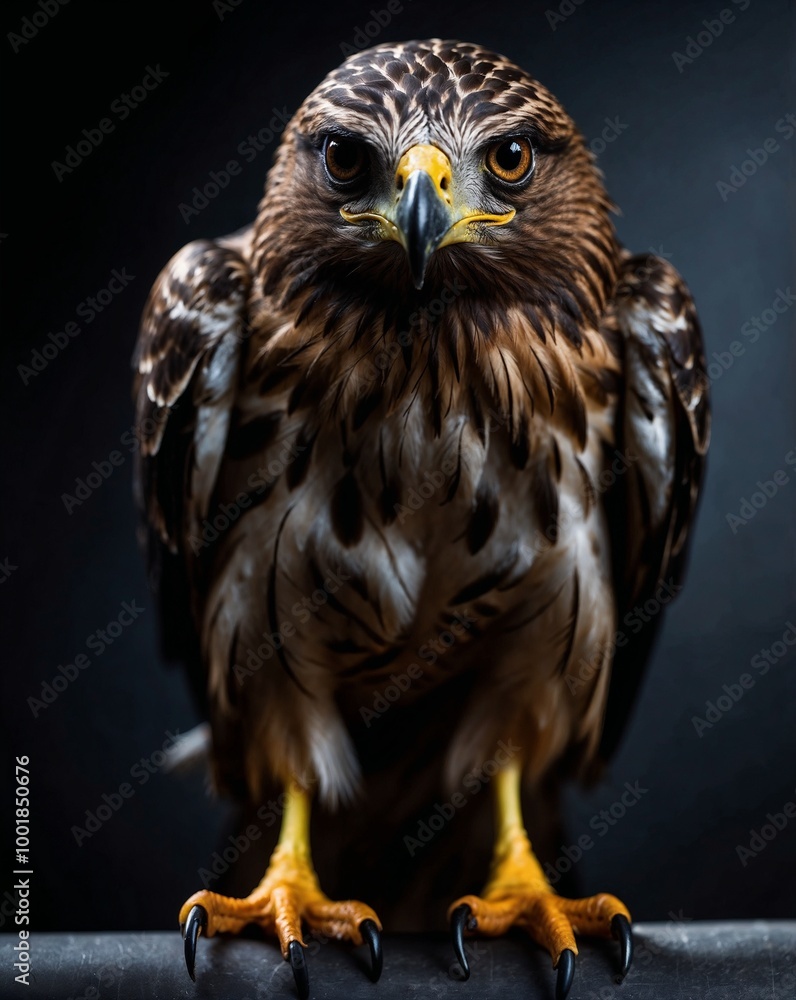 professional photo of eagle hawk starring in a dark room black ...