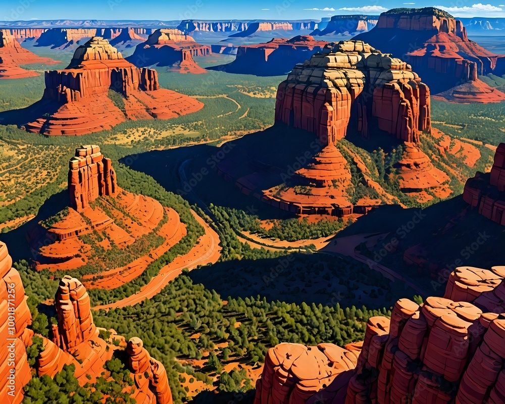Bell Rock and Courthouse Butte Sandstone Cliff Butte Landmark. Scenic ...