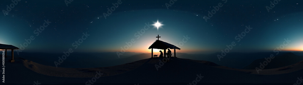 360 degree, Christmas nativity scene, Virgin Mary and Joseph and baby ...