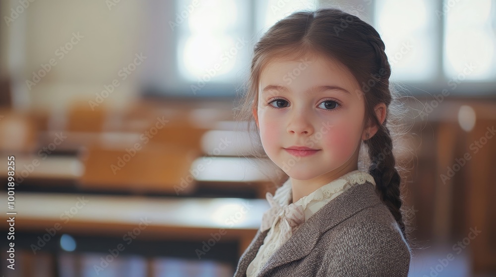 Elegant Hungarian School Girl in Traditional Attire for Classroom Event ...
