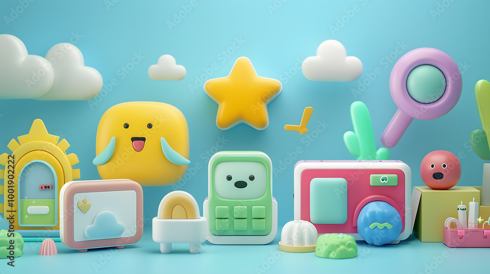 Card Layout Icon User Interface UI 3D Stock Illustration | Adobe Stock