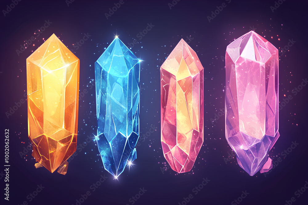Magic crystal stone icon for game illustration. Fantasy gem and diamond ...