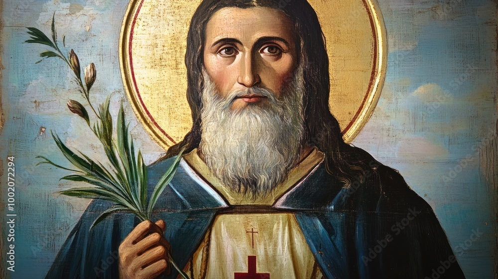 Sacred icon: A portrait of Saint Josaphat, capturing the revered image ...