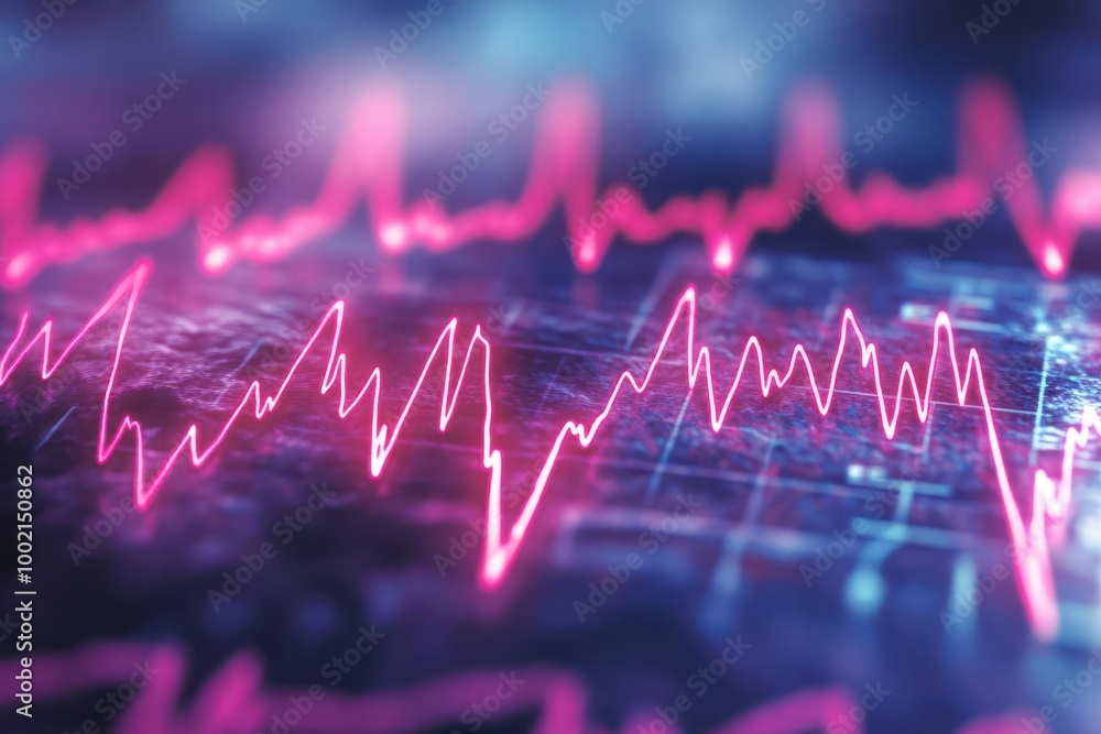 Photorealistic EKG with ST elevation in the anterior leads, indicating ...