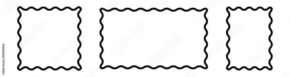 wavy rectangle frames. blank wiggly borders for photo frame, text box ...
