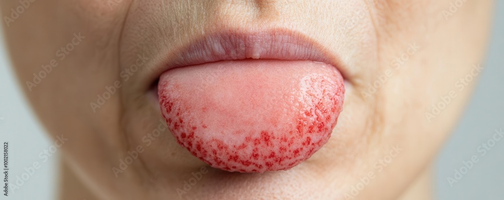 Close-up of a patient s tongue with atrophic glossitis, showing smooth ...