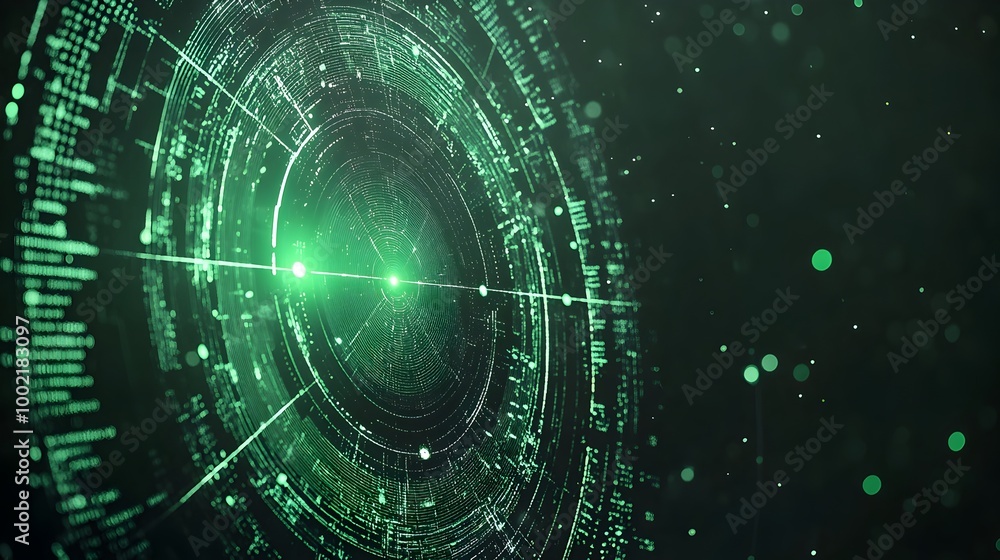 Close up view of an aircraft detection radar screen displaying bright ...