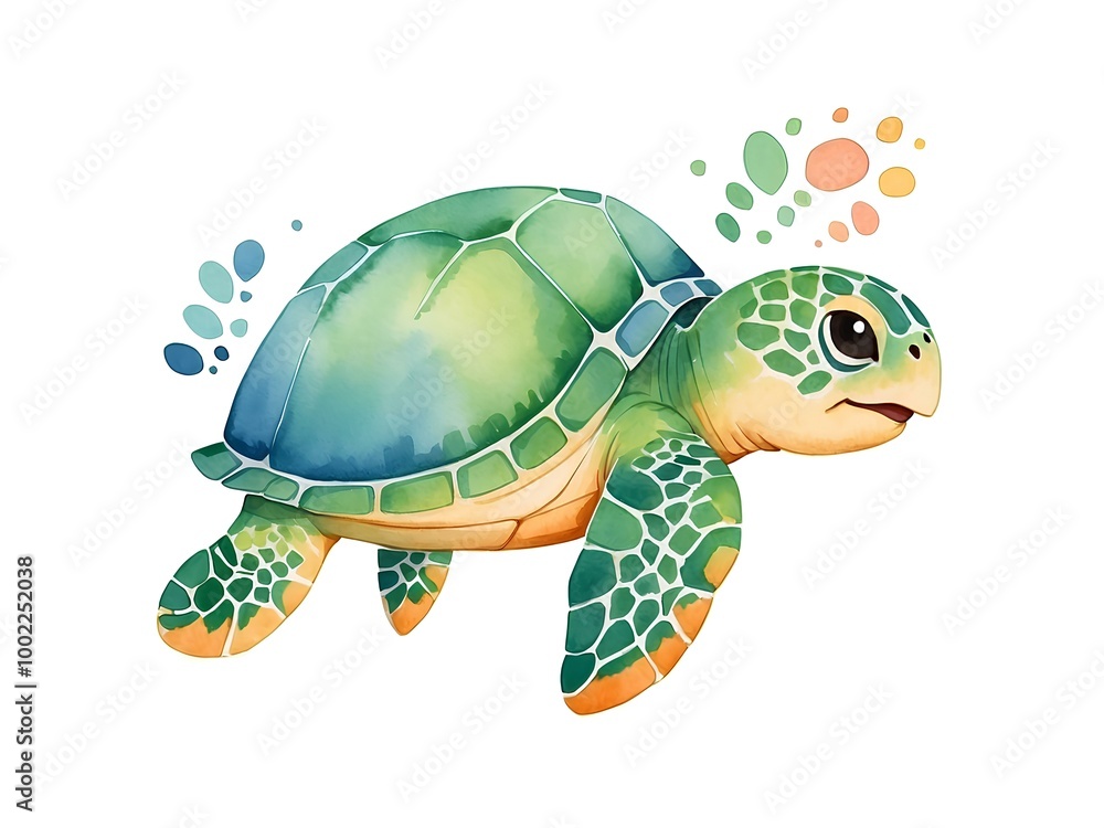 Watercolor sea turtle clipart, Baby turtle, kawai cute turtle ...