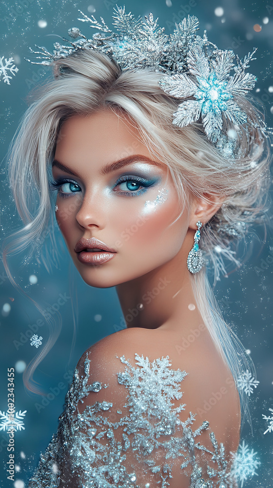 Christmas-themed magazine cover featuring a blonde model facing forward ...