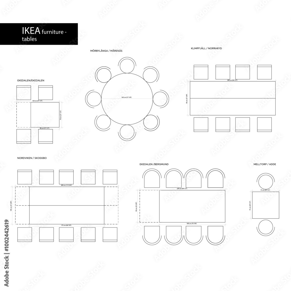 Explore these six detailed top-down views of IKEA tables, featuring ...