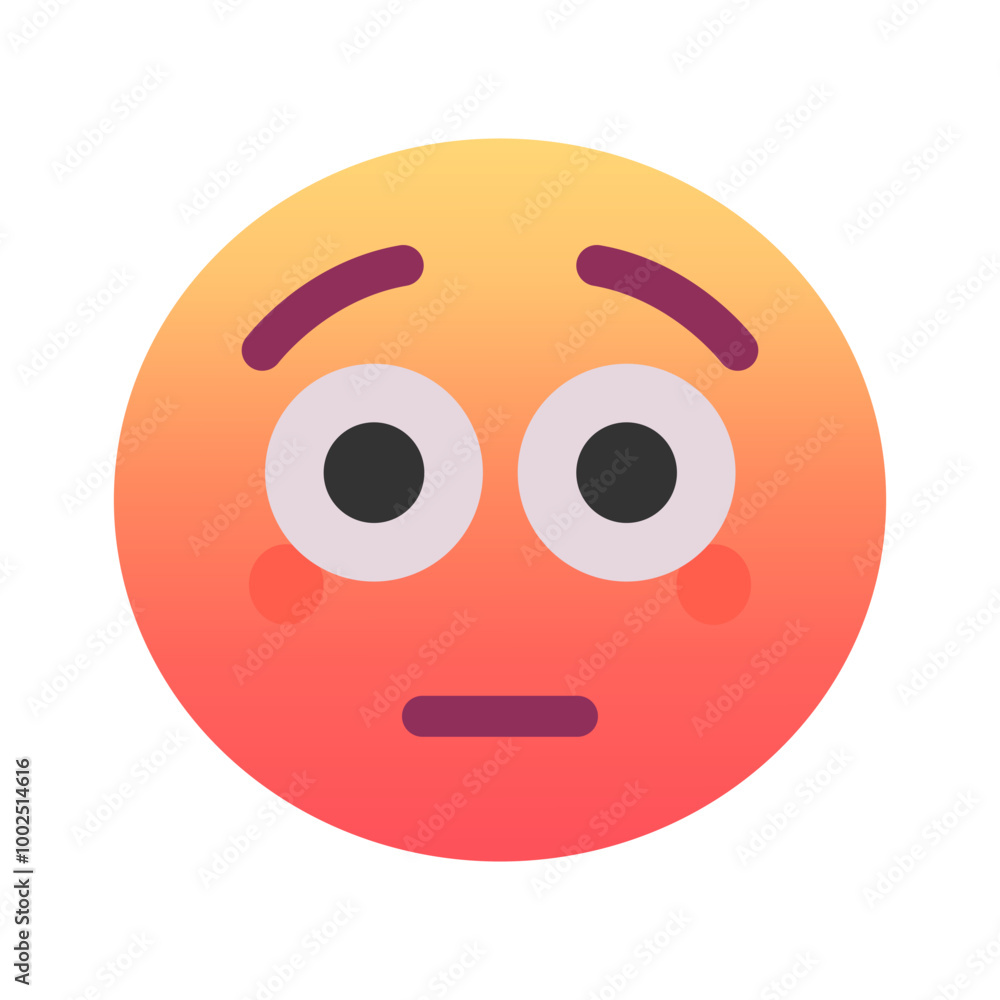 Flushed face emoji icon. Trendy colors, popular element conveying ...