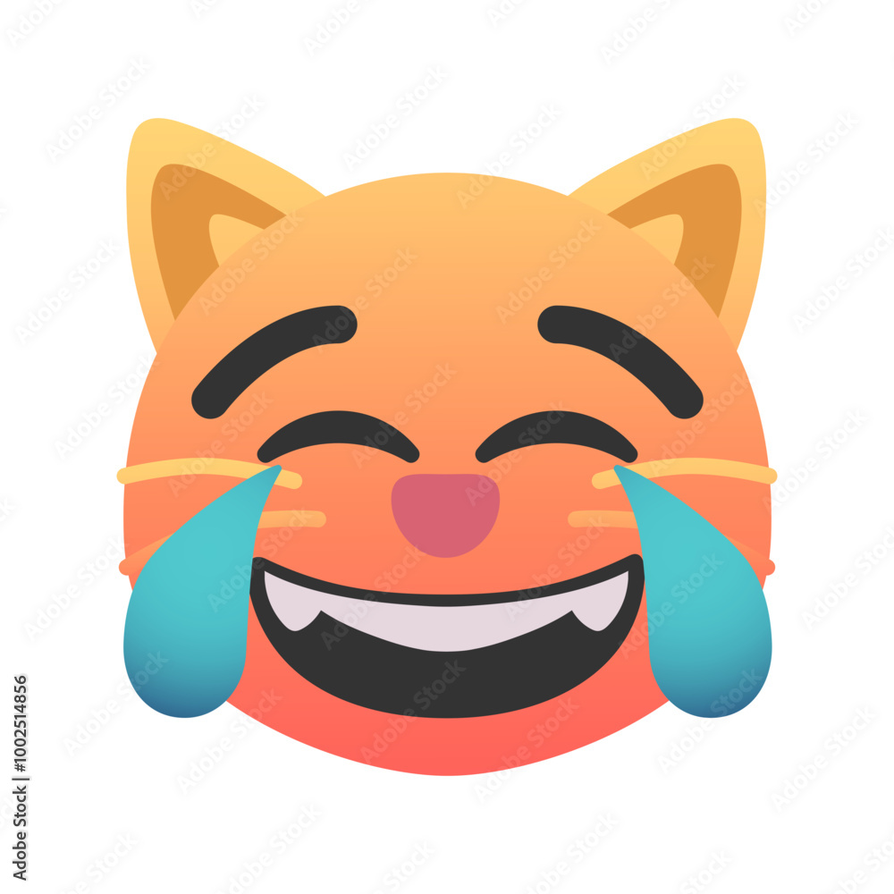 Cat with tears of joy emoji icon. Trendy colors, popular element ...