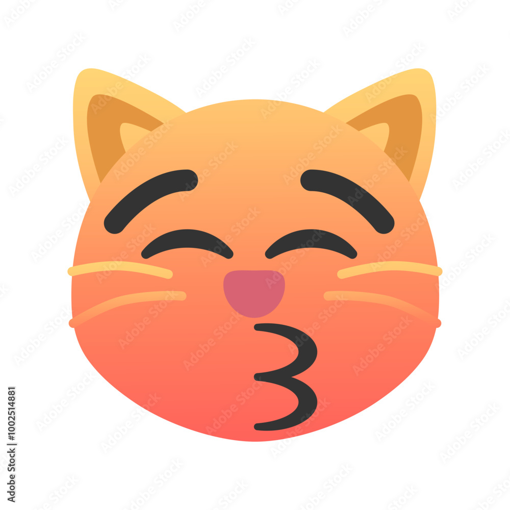 Kissing cat emoji icon. Trendy colors, popular element expressing ...