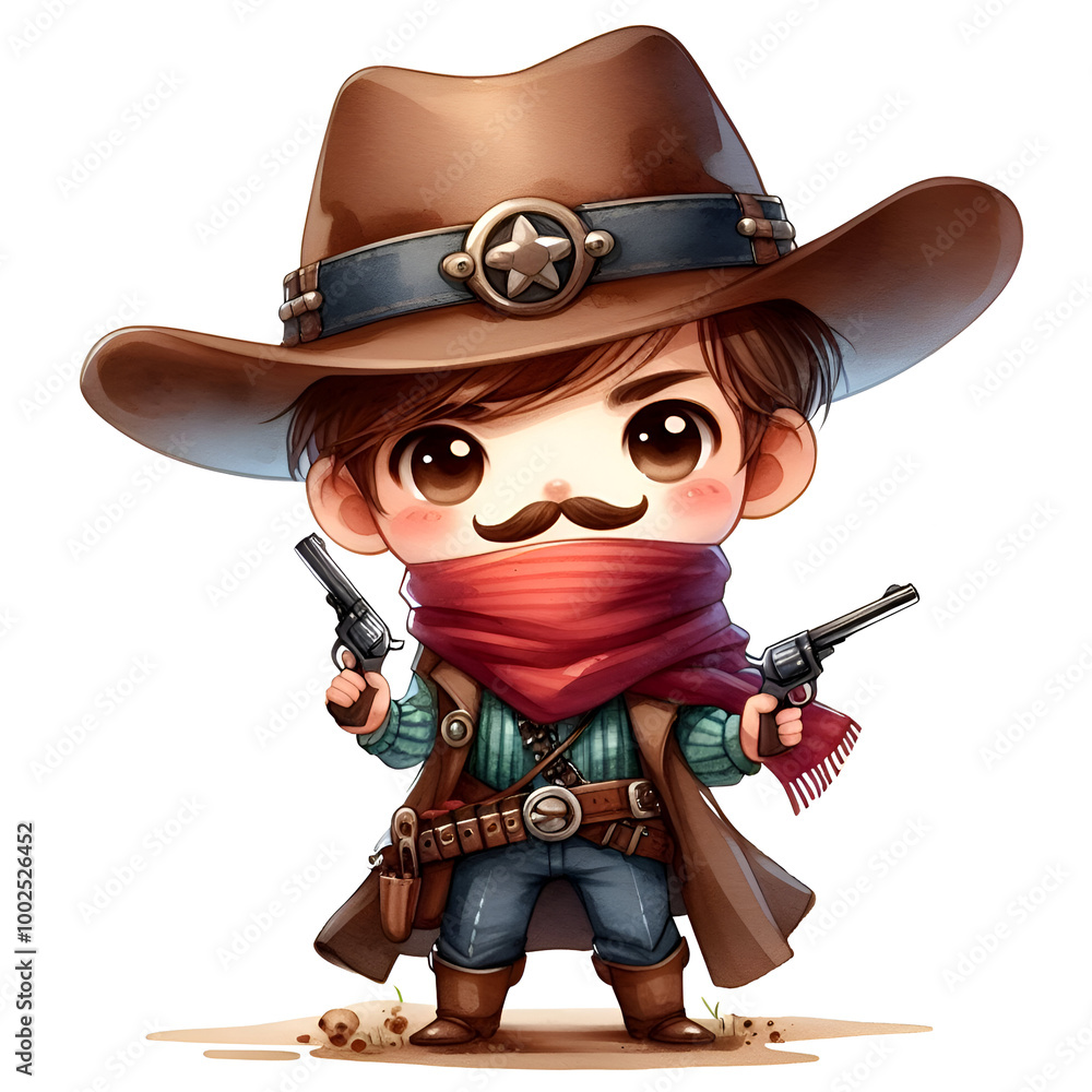 Illustration Stock Cute Cowboy Clipart, Wild West Clipart, Desert ...