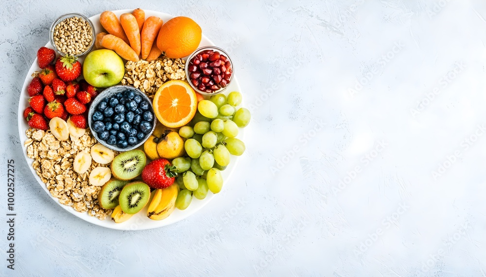 Healthy eating visual with a segmented plate, showcasing a variety of ...