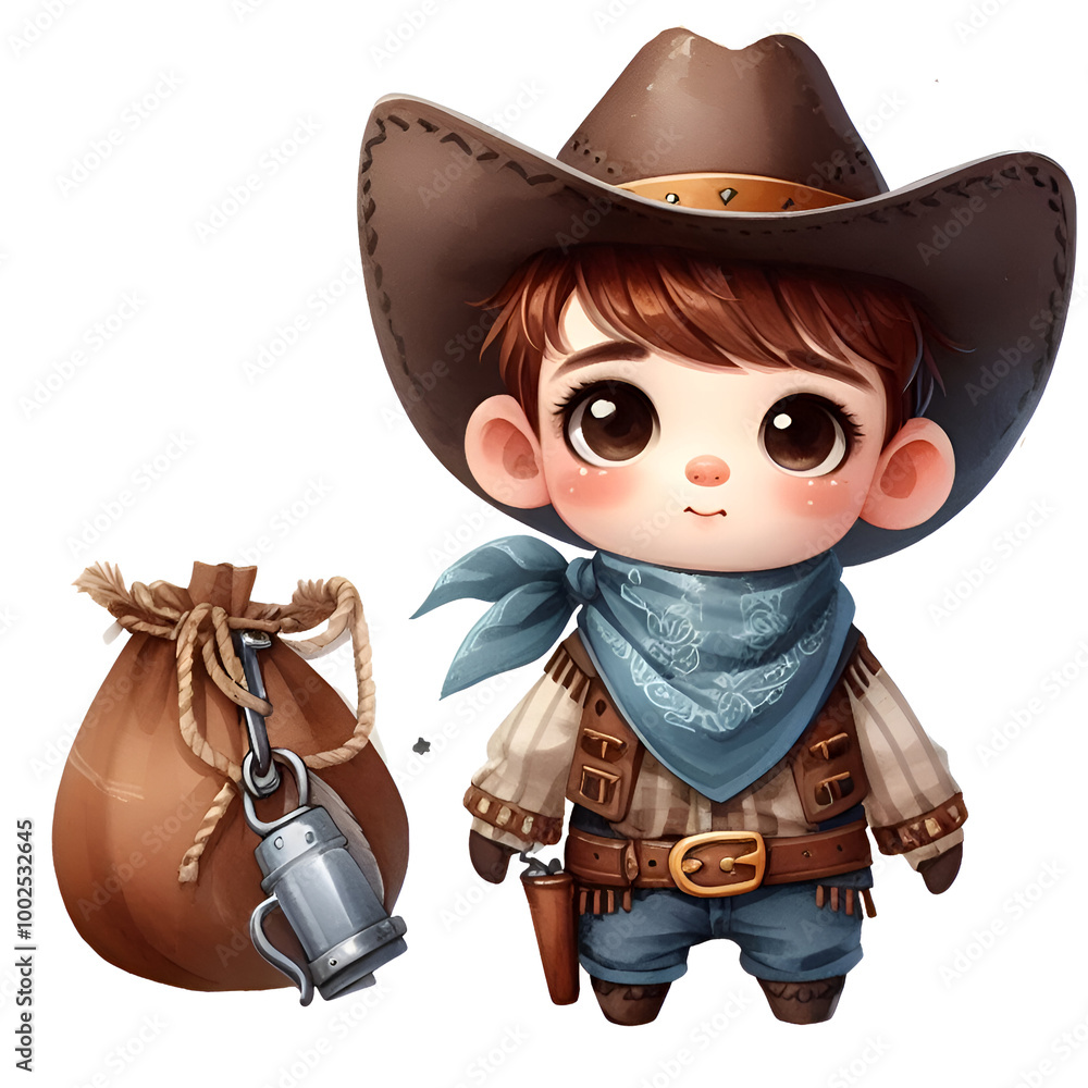 Illustration Stock Cute Cowboy Clipart, Wild West Clipart, Desert ...