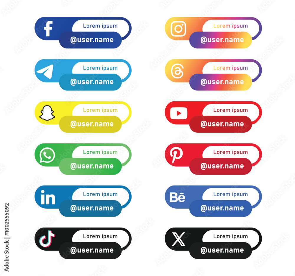 social media icons lower third banners template Stock Vector | Adobe Stock