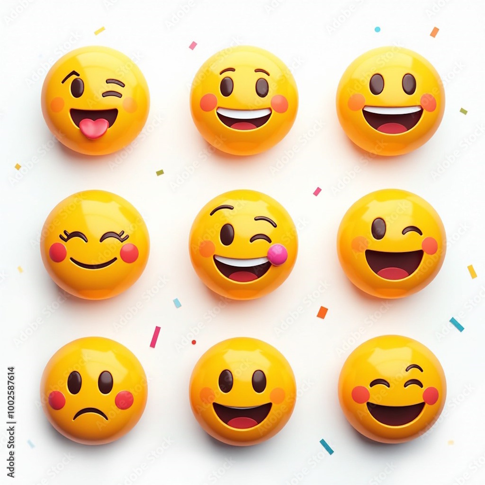 Smiley birthday emoji set. Smileys emoticon birthday party icon ...
