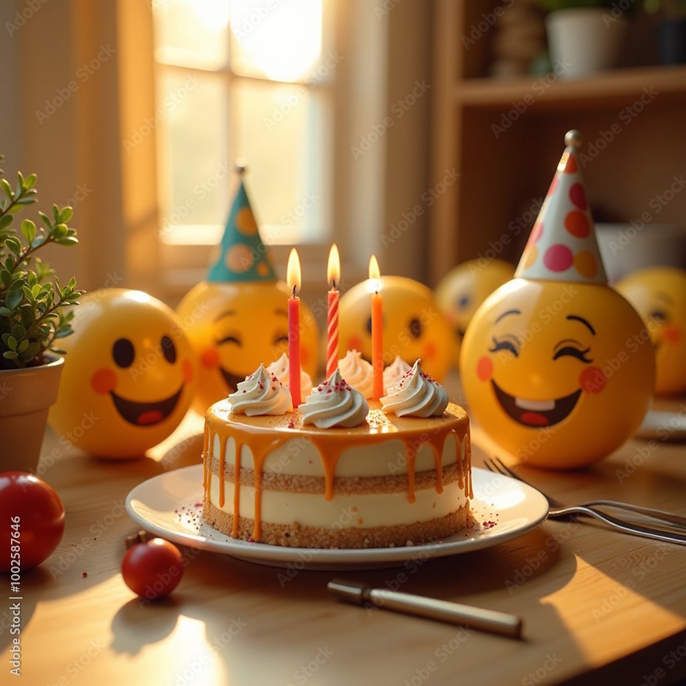 Smiley birthday emoji set. Smileys emoticon birthday party icon ...