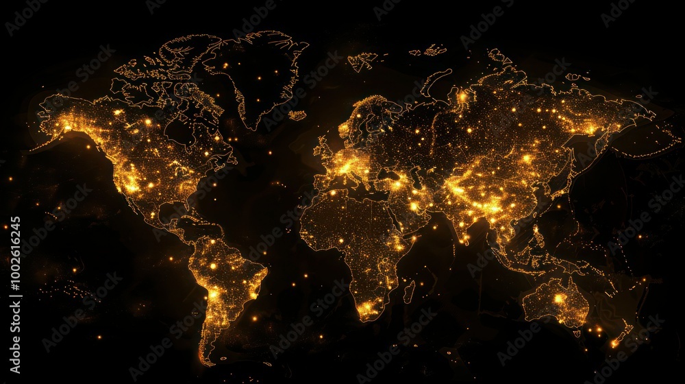World Map: A world map with highlighted areas showing global business ...
