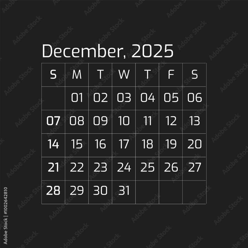 2025 December Year all months calendar Single Page corporate wall 2025 ...