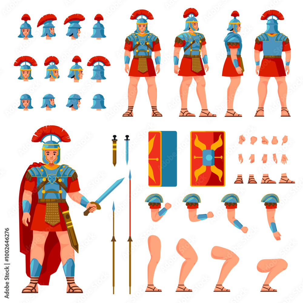Roman soldier creation. Ancient warrior animation character constructor ...