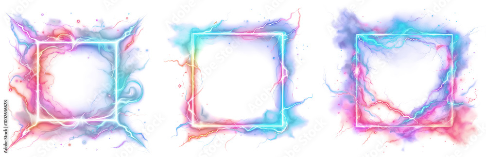 Thunder lightning frame png transparent, abstract scifi thunderstorm ...